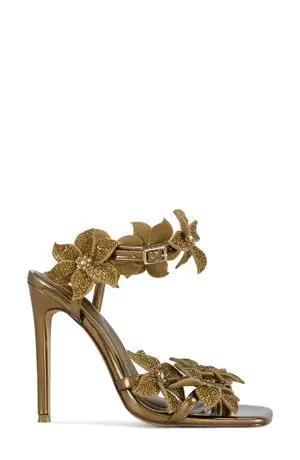 AZALEA WANG Romi Floral Stiletto Sandals - Bronze