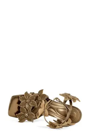 AZALEA WANG Romi Floral Stiletto Sandals - Bronze