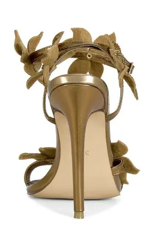 AZALEA WANG Romi Floral Stiletto Sandals - Bronze