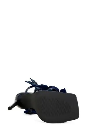AZALEA WANG Romi Floral Stiletto Sandals - Navy