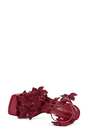 AZALEA WANG Romi Floral Stiletto Sandals - Red