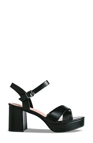 TOUCH UPS Ankle Strap Platform Sandal - Black