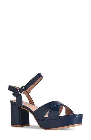 TOUCH UPS Ankle Strap Platform Sandal - Navy