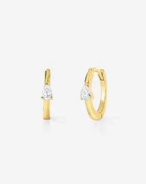 Ring Concierge Mini Pear Diamond Huggie Earrings - One-color