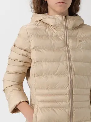 EA7 Quilted Hooded Jacket - Beige