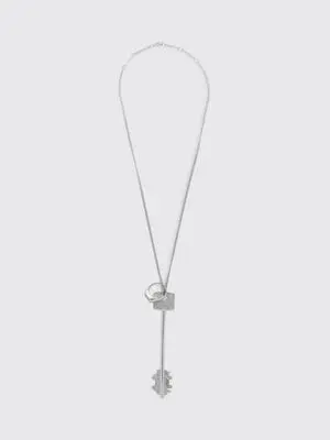 Rabanne Embellished Key Pendant Necklace - Silver