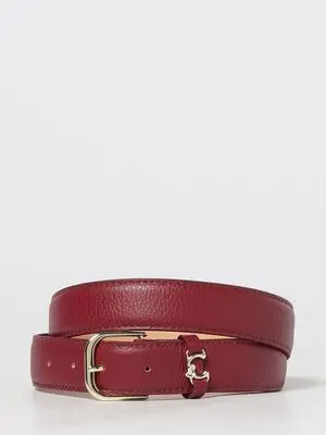 COCCINELLE Coccinelle Leather Belt With Gold Tone Buckle Plum