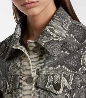 Gabriela Hearst Bronte Snake-print Cropped Denim Jacket - Grey