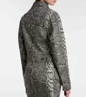 Gabriela Hearst Bronte Snake-print Cropped Denim Jacket - Grey