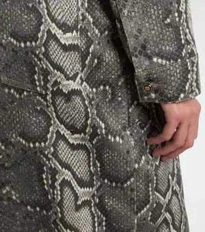 Gabriela Hearst Bronte Snake-print Cropped Denim Jacket - Grey