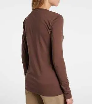 NILI LOTAN Susana Cotton Jersey T-shirt - Brown
