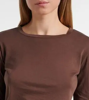 NILI LOTAN Susana Cotton Jersey T-shirt - Brown