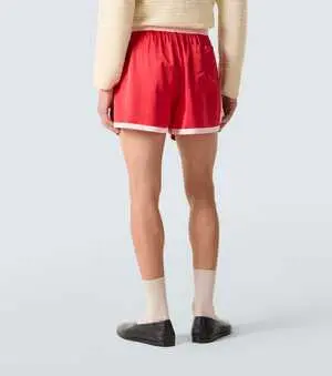 BODE Embroidered Satin Shorts