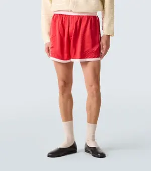 BODE Embroidered Satin Shorts
