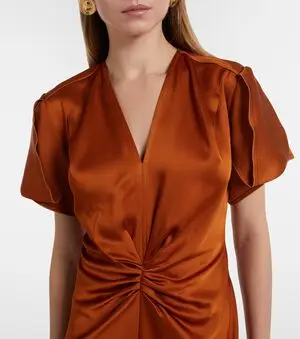 Victoria Beckham Gathered Midi Dress - Orange