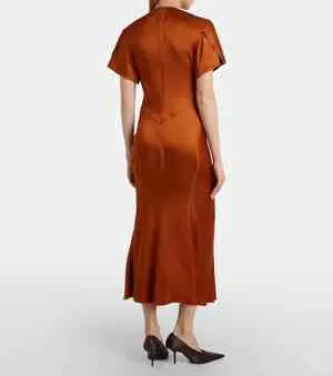 Victoria Beckham Gathered Midi Dress - Orange