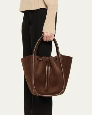 Proenza Schouler Ruched Suede Tote Bag - Chocolate