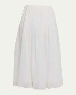 Brunello Cucinelli Cotton Organza Pull-on Midi Skirt