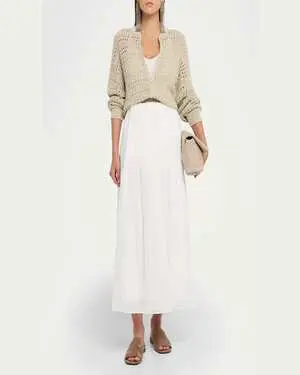 Brunello Cucinelli Cotton Organza Pull-on Midi Skirt