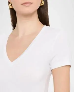 Majestic Filatures Soft Touch Short-Sleeve V-Neck Top Blanc