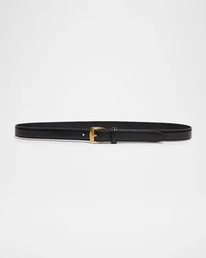 Saint Laurent Thin Leather Belt - 1000 Black