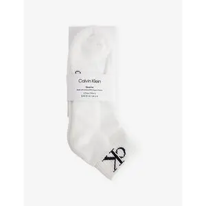 Calvin Klein Monogram Stretch-cotton Quarter Socks Pack - White