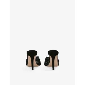 GIANVITO ROSSI Claudia Lace And Suede Mules