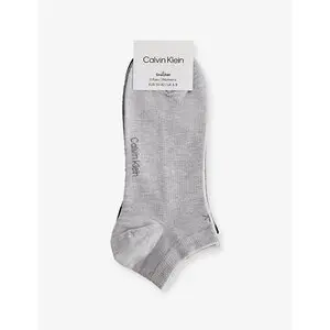 Calvin Klein Logo Stretch-cotton Trainer Socks Pack - Grey Melange