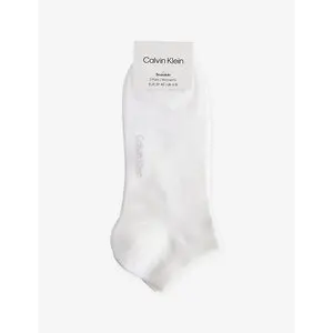Calvin Klein Logo Stretch-cotton Trainer Socks Pack - White