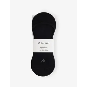 Calvin Klein Logo No-show Stretch-cotton Socks - Black