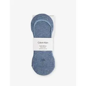 Calvin Klein Logo No-show Stretch-cotton Socks - Denim