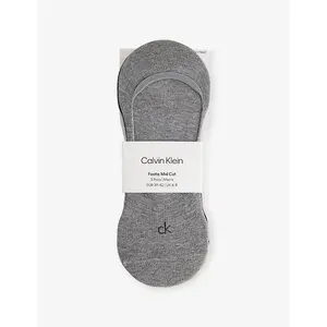 Calvin Klein Logo No-show Stretch-cotton Socks - Grey Melange