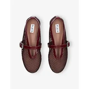 Alaïa Mesh And Patent-leather Ballerina Flats - Wine
