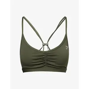 GYMSHARK Ruched Medium-support Sports Bra - Gs Winter Olive
