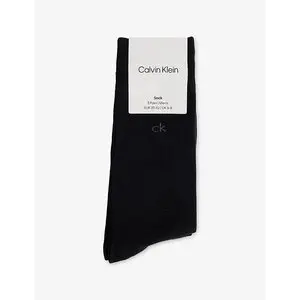 Calvin Klein Logo Stretch-cotton Crew Socks Pack - Black