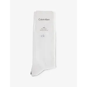 Calvin Klein Logo Stretch-Cotton Crew Socks Pack White/light Gry Mel/blk