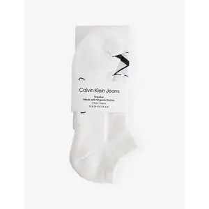 Calvin Klein Monogram Stretch-cotton Trainer Socks Pack - White