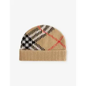 Burberry Cashmere Blend Beanie - Sand