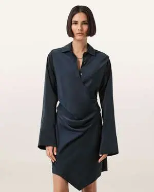 ALLSAINTS Tira Satin Mini Dress - Blue