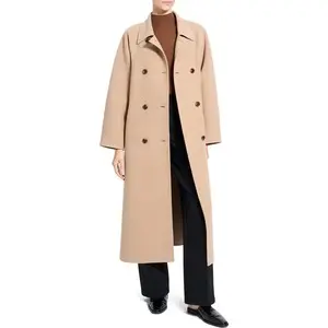 Theory Double-breasted Wool-blend Coat - Palomino - Tsi