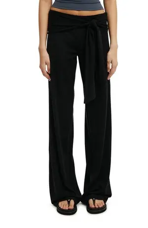 COTTON ON Relaxed Leg Tie Pants - Black