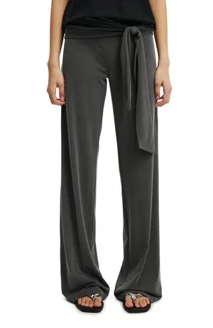 COTTON ON Relaxed Leg Tie Pants - Charcoal