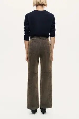 NOCTURNE Suede Panel Straight-leg Pants