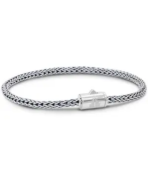 DEVATA Dragon Bone Round 3mm Chain Bracelet - Silver