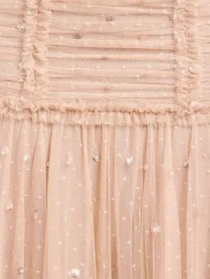 NEEDLE & THREAD Gigi Dot One-shoulder Ruched Gown - Beige