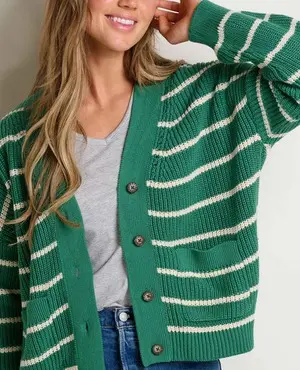 TOAD & CO Bianca Shaker Cardigan - Palm Stripe