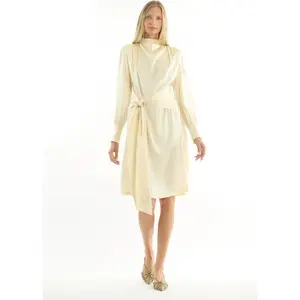 SECRET PON-PON Mina Organic Silk Midi Dress - Crème