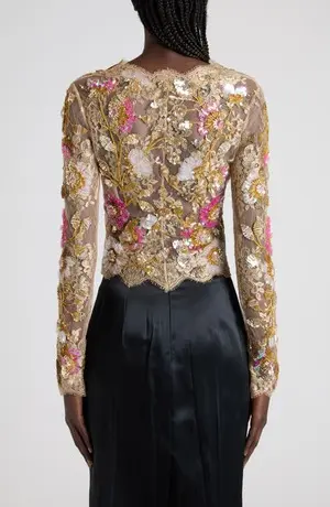 Valentino Garavani Embroidered Silk Lace Top