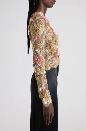 Valentino Garavani Embroidered Silk Lace Top