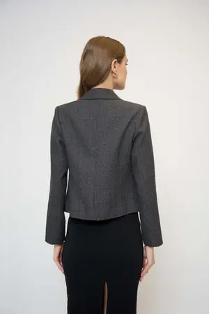 Central Park West Crystal Pins & Chains Cropped Blazer